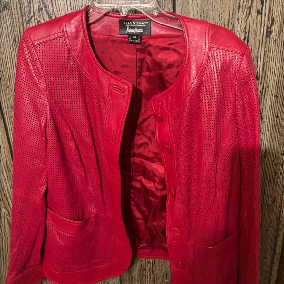 Ellen Tracy | Jackets & Coats | Ellen Tracy Red Leather Jacket With ...